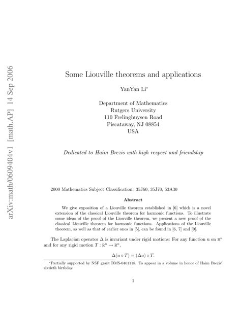 Pdf Some Liouville Theorems And Applications