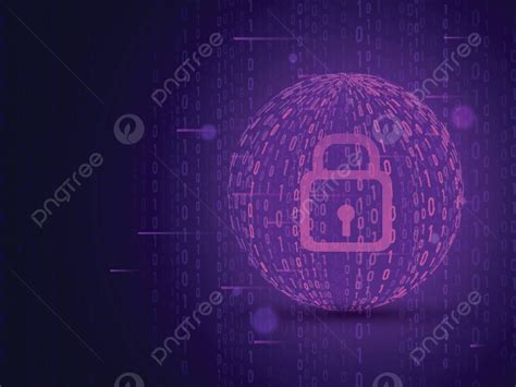 Enhanced Cybersecurity Illustration Featuring A Locked Padlock On A Purple Matrix Background
