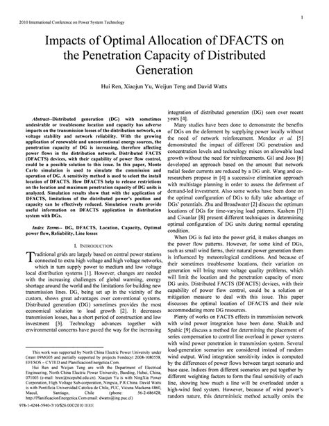 Pdf Impacts Of Optimal Allocation Of Dfacts On The Penetration Capacity Of Distributed Generation