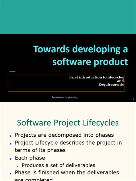 Project Lifecycle And Introduction To Requirements Pdf Product