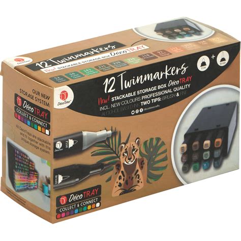 Pack Of 12 Twin Markers In Deco Tray