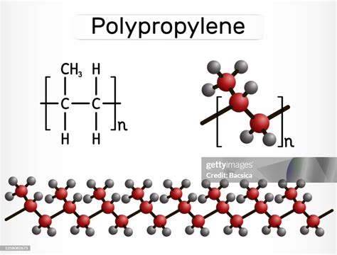 Polipropileno Molécula De Polipropeno É Polímero Termoplástico De Propileno Fórmula Química