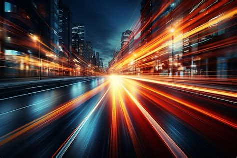 Premium Ai Image Dynamic Blur Light Trails On Moving Background