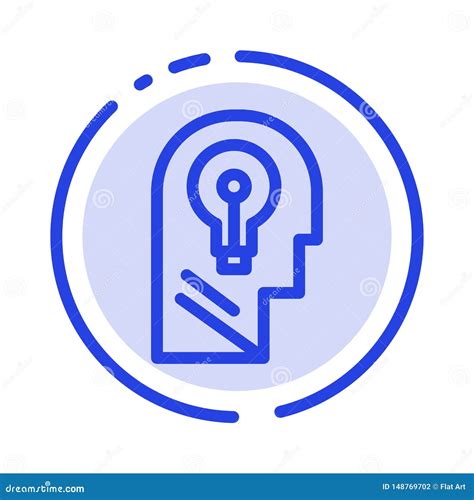 Business Head Idea Mind Think Blue Dotted Line Line Icon Stock