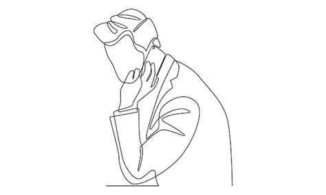 Premium Vector Continuous Line Drawing Of Man Using His Mobile Phone