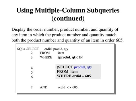 Ppt 7 Multiple Column Subqueries Powerpoint Presentation Free Download Id5765764