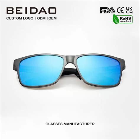 China Designer Blue Polarized Rectangular Outdoor Sunglasses For Men