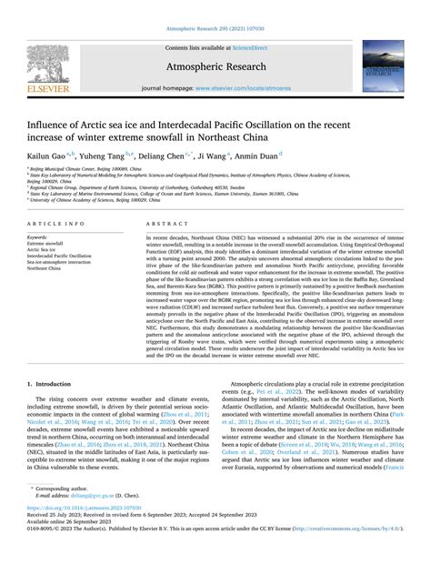 Pdf Influence Of Arctic Sea Ice And Interdecadal Pacific Oscillation