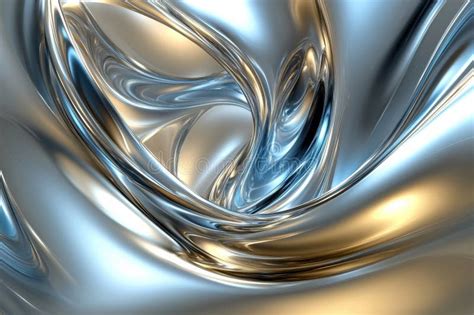 Abstract 3d Design Featuring Smooth Metallic Curves And Reflections In A Fluid Composition Of