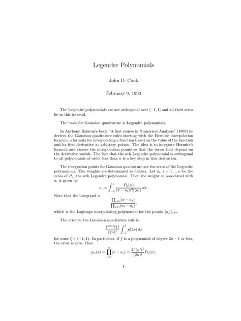 legendre polynomials pdf