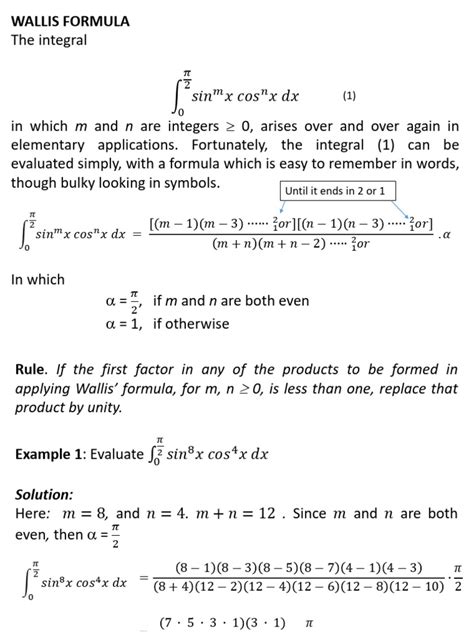 3a Wallis Formula Pdf Mathematics Mathematical Analysis