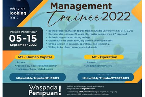 Triputra Group Buka Lowongan Management Trainee 2022 Bagi S1 S2