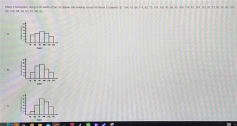 Solved Make A Histogram Using A Bin Width Of Ten To Display The