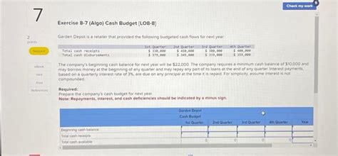 solved exercise 8 7 algo cosh budget [lo8 8] garden depot