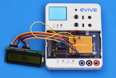 interface a 16x2 lcd display with evive stempedia education