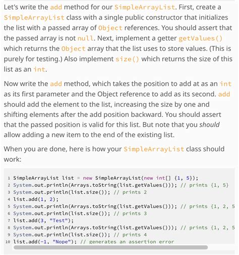 Solved Let S Write The Add Method For Our SimpleArrayList Chegg Com