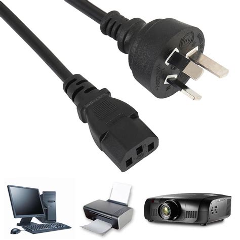 AU Pin Mains Power Lead Cable Cord For PC Laptop Monitor Desktop Printer