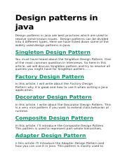 Java Design Patterns Docx Design Patterns In Java Design Patterns In Java Are Best Practices