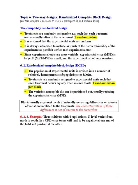 Topic 6 Two Way Designs Randomized Complete Block Design Pdf Errors And Residuals