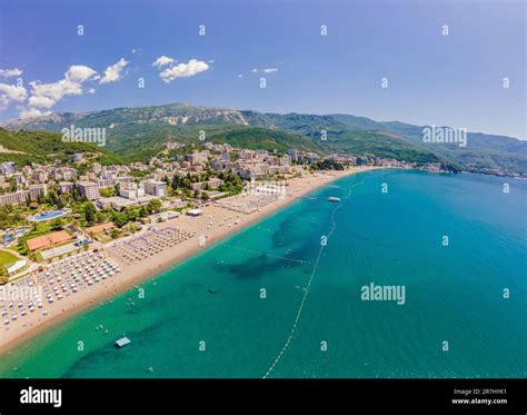 Aerial View Of The Beaches Of The Adriatic Coast In Montenegro Stock