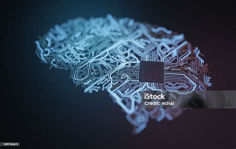 뇌 모양의 전자 회로 인공 지능 개념 3d 렌더링 된 그림입니다 뇌에 대한 스톡 사진 및 기타 이미지 뇌 3차원 형태 Cpu Istock