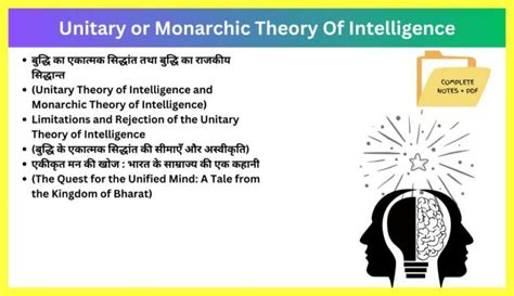 Unitary Or Monarchic Theory Of Intelligence Notes In Hindi