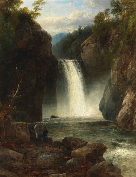 Bonhams John Brandon Smith British 1848 1884 A View Of The Falls With Two Figures By The Pool