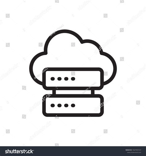 Server Cloud Vector Outline Icon Data Stock Vector Royalty Free