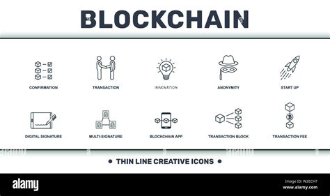 Blockchain Set Icons Collection Includes Simple Elements Such As Confirmation Transaction
