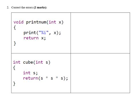 Solved Correct The Errors Marks Void Printnum Int X Chegg