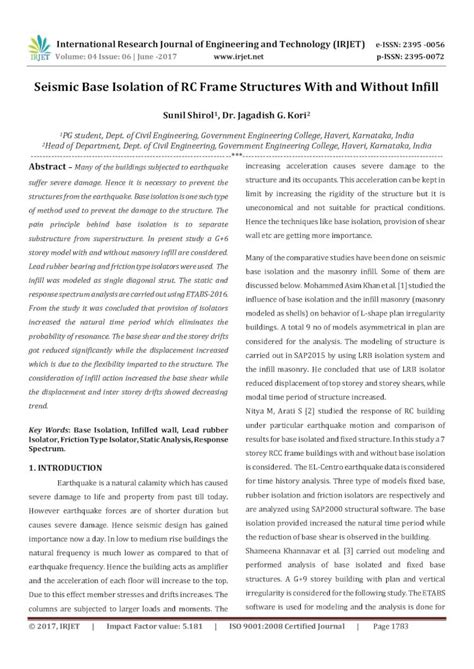 Pdf Seismic Base Isolation Of Rc Frame Structures With And · Structures From The