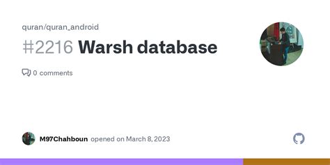 Warsh Database · Issue 2216 · Quranquranandroid · Github