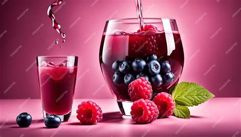 Raspberry Crying Next To A Raspberry Juice Premium Ai Generated Image