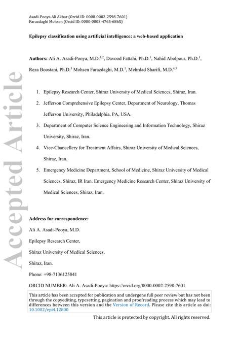 Pdf Epilepsy Classification Using Artificial Intelligence A Web