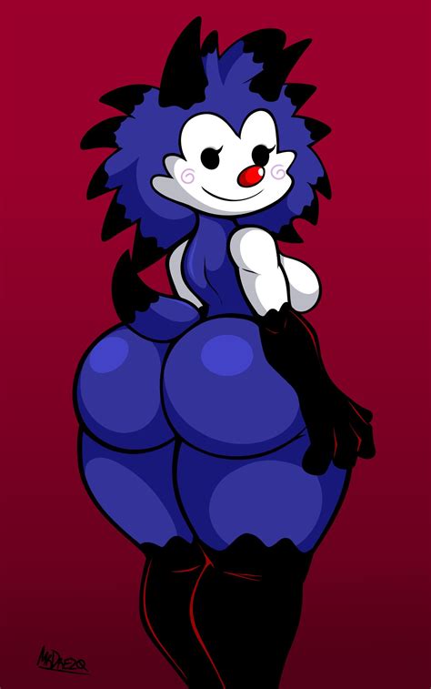 Rule 34 Asset Fanon Back View Black Ears Black Eyes Black Hands Black Legs Dark Blue Body