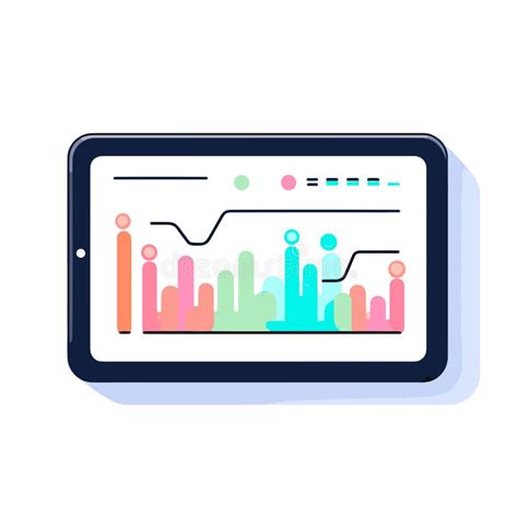 Vector Of A Modern Tablet Displaying A Sleek And Minimalist Bar Graph Stock Vector