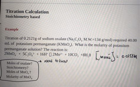 Solved Titration Calculation Stoichiometry Based Example