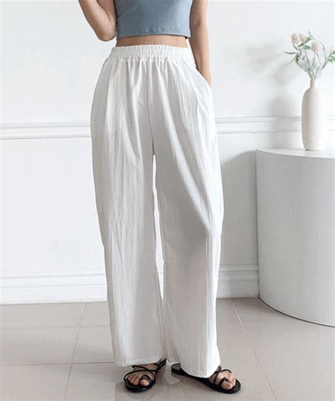 코디제이 [당일발송] W 린넨 원턱 주름와이드 마바지 통바지 와이드팬츠 허리밴딩 편안한 남녀공용