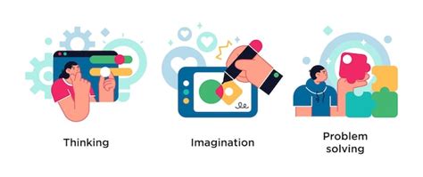 Premium Vector Brain Activity Abstract Concept Vector Illustration Set Thinking And