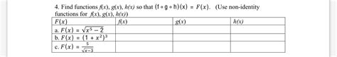 solved find functions f x g x h x ﻿so that