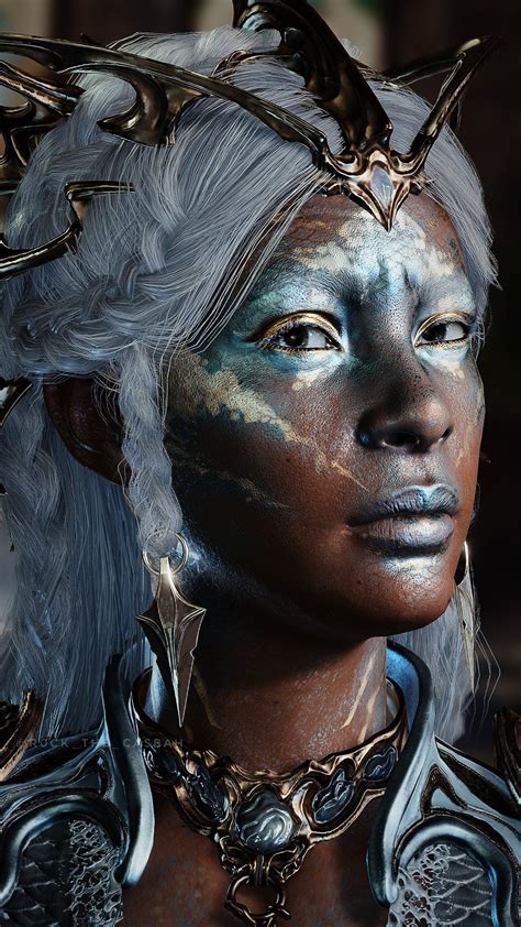 Cute Art Style With Silver Hair And Blue Eyes Bg3 Face Paint Bg3