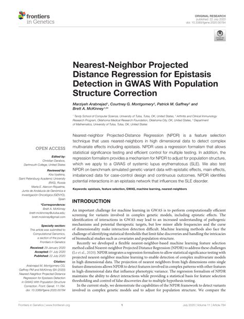 Pdf Nearest Neighbor Projected Distance Regression For Epistasis
