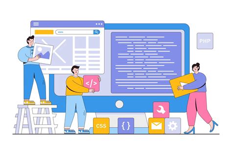 Flat Web And Mobile Application Design Process With Designer And Developer Team Concept Outline