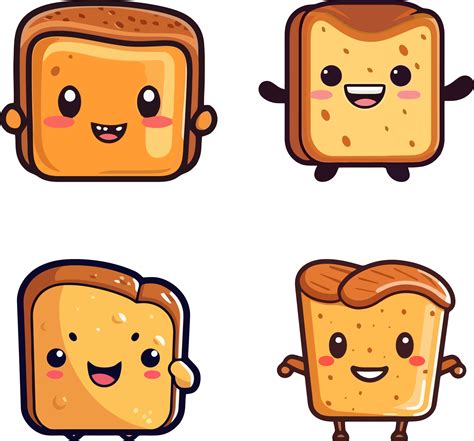 Set Of Funny Cartoon Bread 24842611 Png