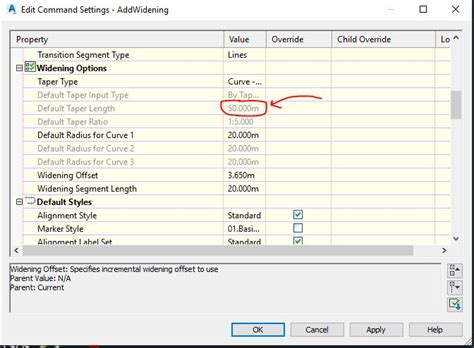 Solved Alignment Widening Command Settings Autodesk Community