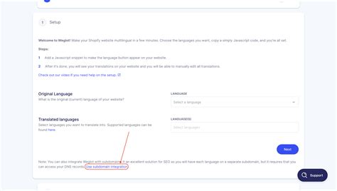 shopify can i use subdomains for each language help center