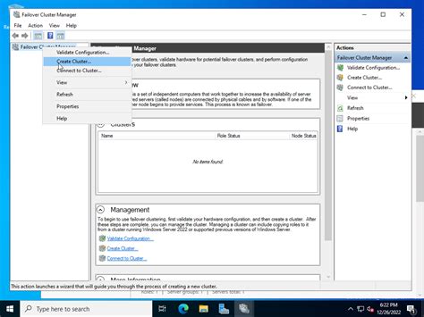 Windows Server 2022 WSFC Configure Cluster Server World