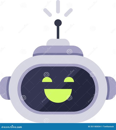 Cute Robot Showing A Happy Expression On Its Face With An Antenna Transmitting Data