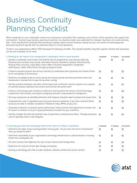 Business Continuity Planning Checklist Business Continuity Online