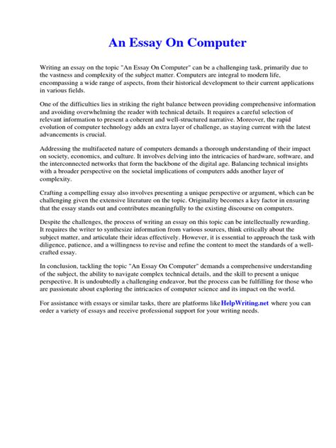 An Essay On Computer Pdf Essays Émile Durkheim